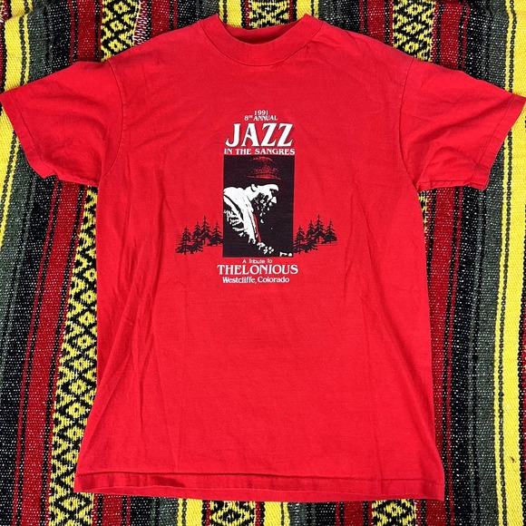 Hanes | Shirts | Vintage 991 Jazz In The Sangres Single Stitch Red T ...